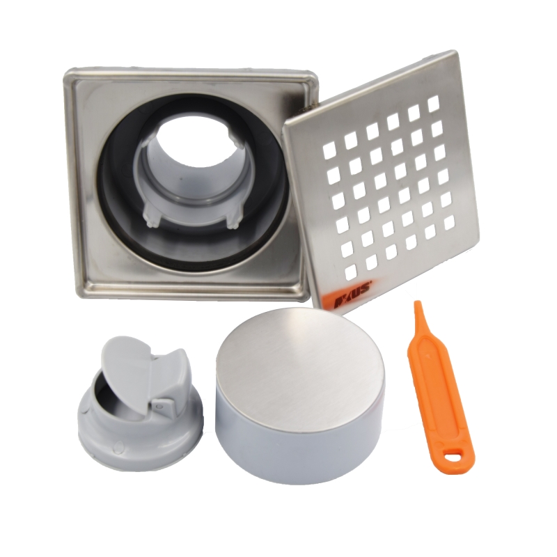 Kratka ściekowa Axus 10x10cm pionowa, mat - syfon hydrauliczny i suchy ...